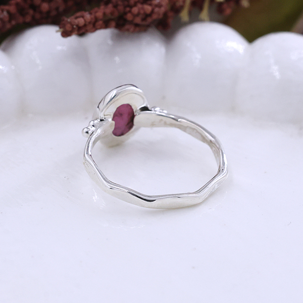 Genuine Pink Tourmaline Oval Shaped Ring 925 Sterling Silver Handmade ...