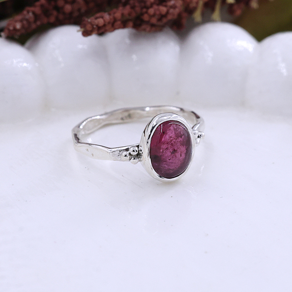 Genuine Pink Tourmaline Oval Shaped Ring 925 Sterling Silver Handmade ...