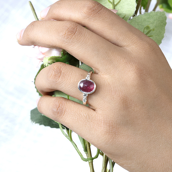 Genuine Pink Tourmaline Oval Shaped Ring 925 Sterling Silver Handmade ...