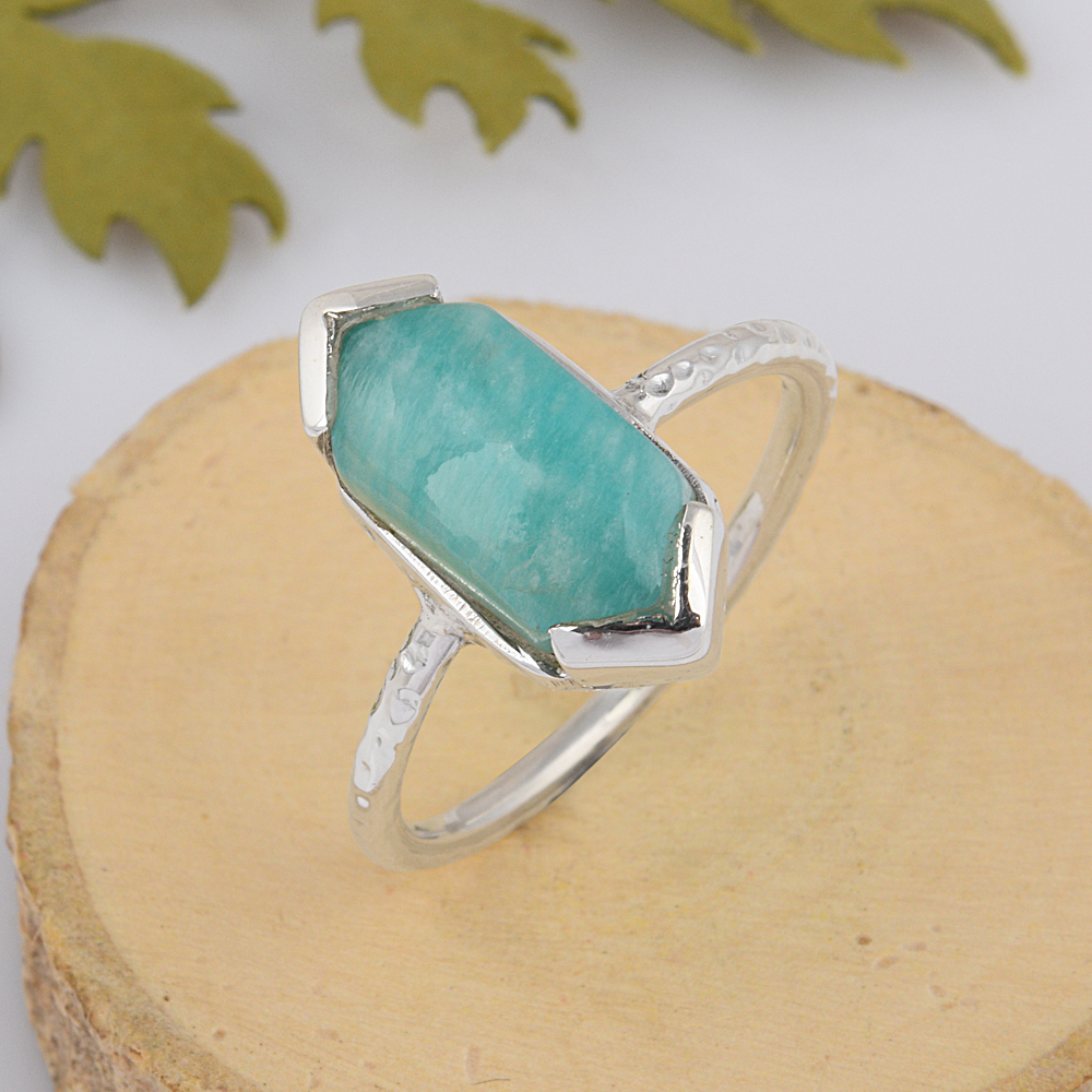 925 Sterling silver Amazonite Handmade ring | Akrati Jewels Inc